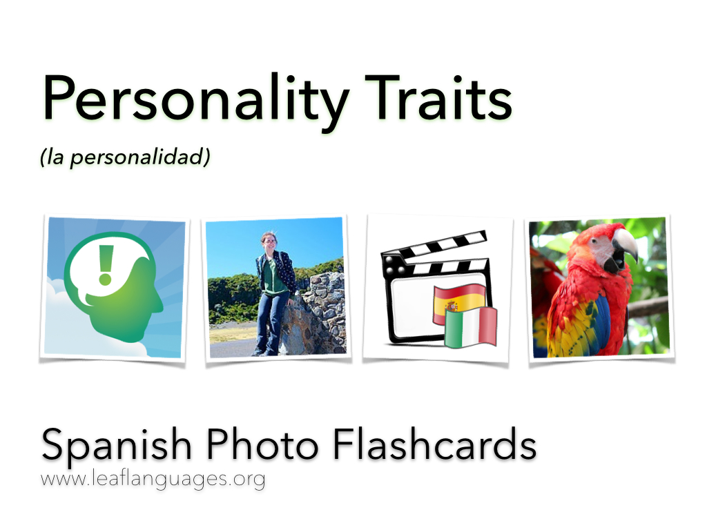 LEAF Spanish Photo Flashcards – Personality Traits / La Personalidad ...
